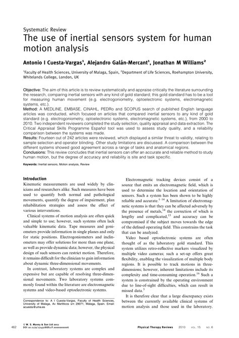 pdf the use of inertial sensors system for human motion analysis