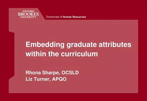 ppt embedding graduate attributes within the curriculum rhona sharpe ocsld liz turner apqo