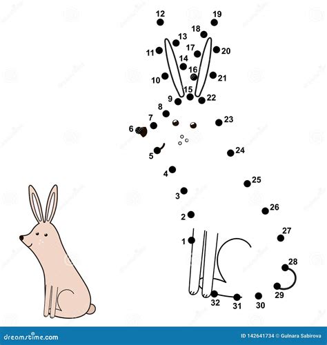 Conecte Los Puntos Y Dibuje Un Conejo Lindo Juego De N Meros Para Los