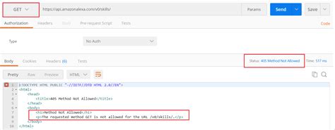 php the requested method get is not allowed for the url amazon skill management api stack