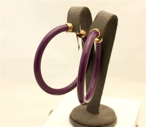 Orecchini a cerchio Vanto Gioielli in argento 925 rosé e resina viola
