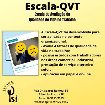 Livraria Espaço Psi Escala QVT Escala de Avaliação da Qualidade de