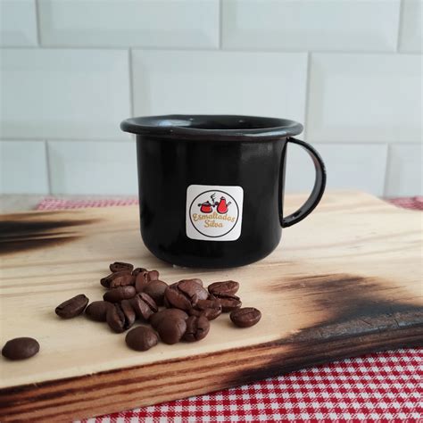 Mini Caneca Esmaltada Alça 90ml Xícara Em Ágata Para Café