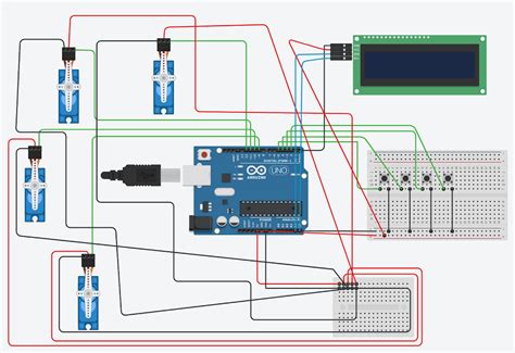 vending machine using cardboard arduino lcd screen 4 servo motor buttons help needed to