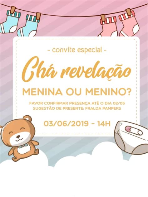 Introduzir 88 imagem modelo convite chá revelação br thptnganamst edu vn