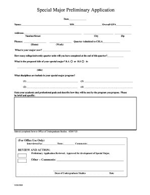 Fillable Online Calstatela Application For A Special Major California