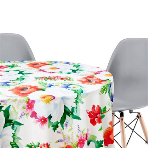 Obrus okrągły plamoodporny FI 140 D102 kwiaty maki 10528693779