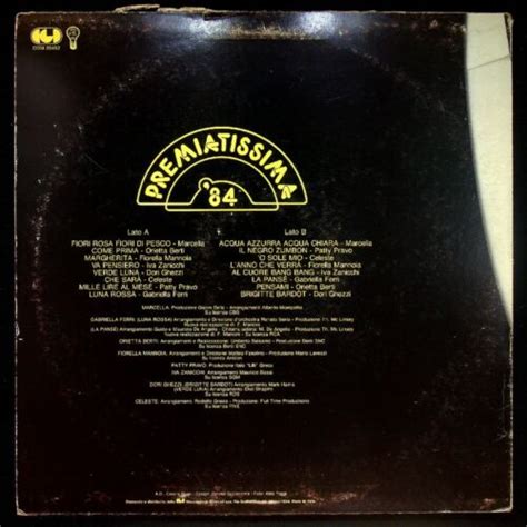 Various Premiatissima 84 Le PIu Belle Canzoni Italiane Vinile