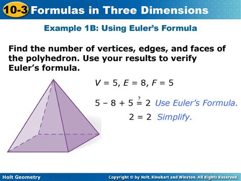 objectives apply euler s formula to find the number of vertices edges and faces of a