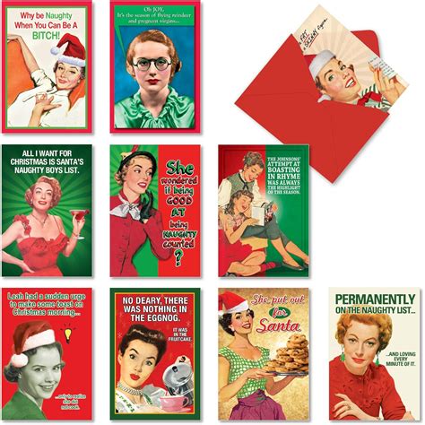 NobleWorks A1255 NAUGHTY IS NICE Assorted Hilarious Christmas Cards