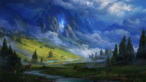 Fantasy Mountain Landscape Digital Art K Hd Wallpaper Rare Gallery