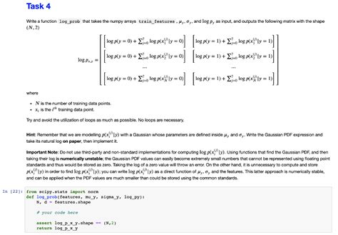 Solved Task 4 Write A Function Log Prob That Takes The Numpy Chegg