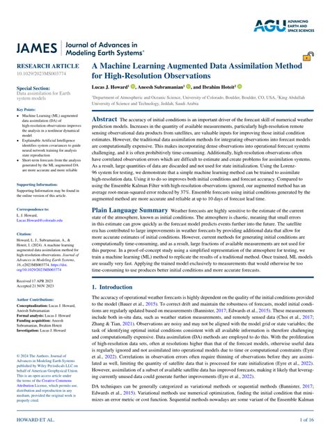 pdf a machine learning augmented data assimilation method for high‐resolution observations