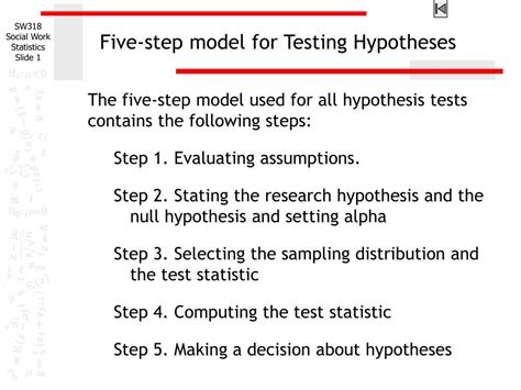 ppt five step model for testing hypotheses powerpoint presentation free download id 379566