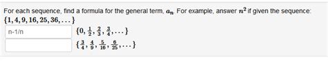 solved for each sequence find a formula for the general