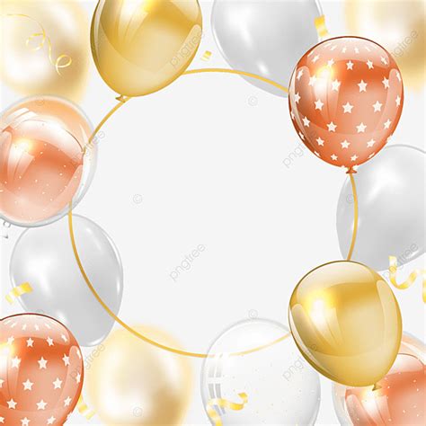 Golden Round Border Hd Transparent Birthday Balloon Golden Round