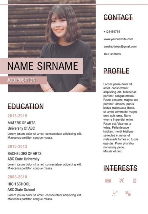 Job Application Sample Cv Template Presentation Graphics
