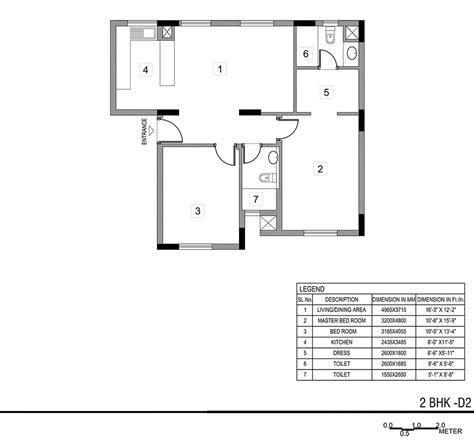 2 Bhk Floor Plan With Dimensions Viewfloor Co