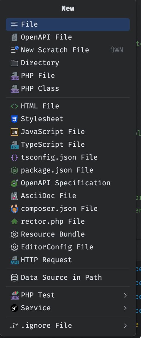 intellij idea can i customize the new file menu in phpstorm stack overflow
