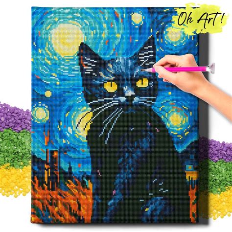 Diamond Painting D Z Ram Kot Haft Diamentowy Du Y Nocny Kot Mozaika