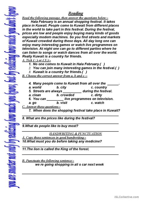 Reading English ESL Worksheets Pdf Doc
