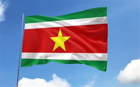 Descargar bandera de surinam en asta de bandera 4k países