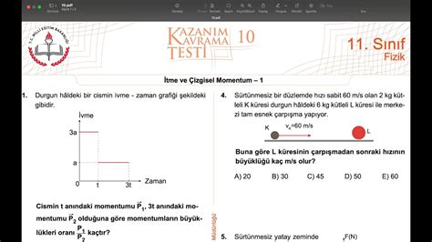 11 SINIF FİZİK MEB KAZANIM KAVRAMA TEST 10 ÇÖZÜM 2022 2023 YouTube