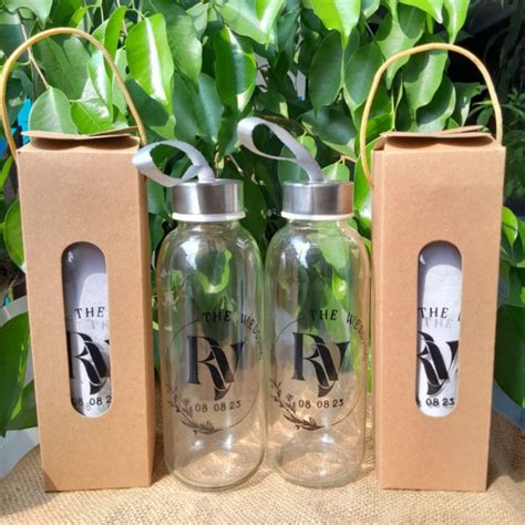 Jual Souvenir Botol Tumbler Kaca Minum Bening 420ml Custom Sablon Kemas