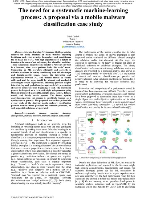 pdf the need for a systematic machine learning process a proposal via a mobile malware