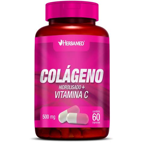 Colageno Hidrolisado Vitamina C 500mg 60 Cápsulas Herbamed
