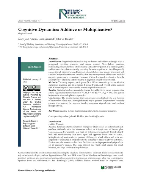 pdf cognitive dynamics additive or multiplicative