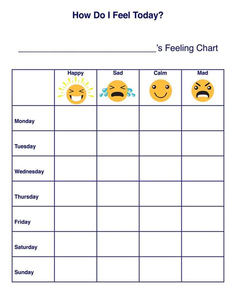 Daily Mood Chart 10 Free PDF Printables Printablee Feelings Chart