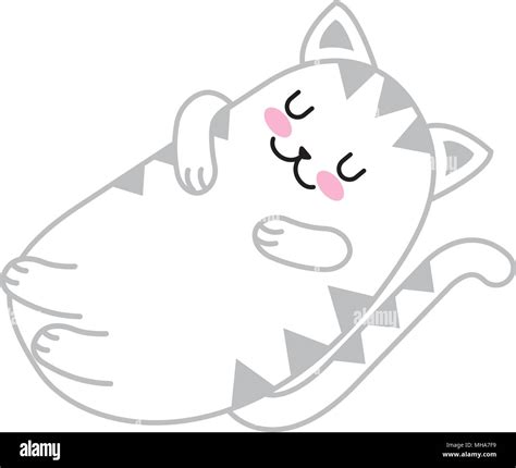 Cute Cat Sleeping Kawaii Character Vector Illustration Design Stock