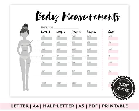 Before And After Body Measurement Chart Printable