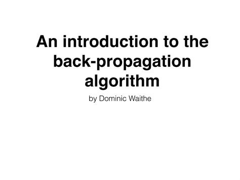 pdf an introduction to the back propagation algorithm · a basic feedforward neural network a