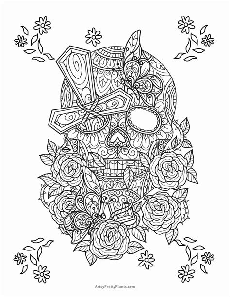 Free Sugar Skull Coloring Pages Artsy Pretty Plants
