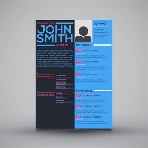 Premium Vector Black And Blue Resume Template