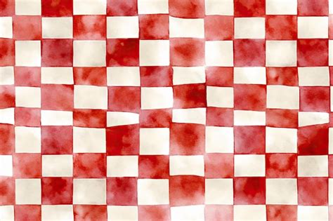 Patrón de acuarela transparente a cuadros rojo y blanco perfecto para