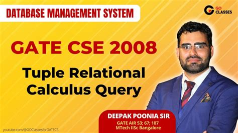 gate cse 2008 tuple relational calculus expression trc dbms deepak poonia youtube