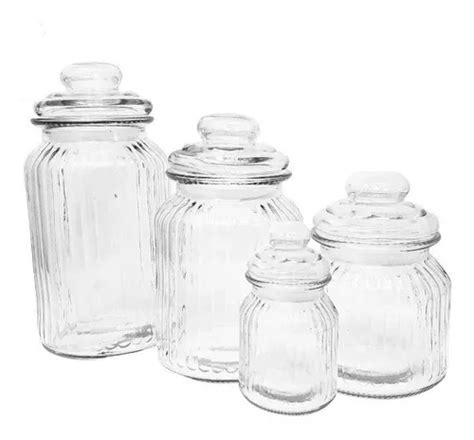 Set X Frascos Contenedor Vidrio Con Tapa Sheshu Home