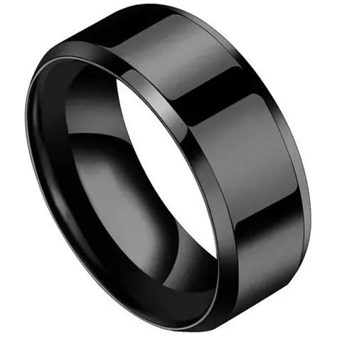 Anillo 8mm De Titanio Negro Hombres Alta Calidad Cuotas sin interés