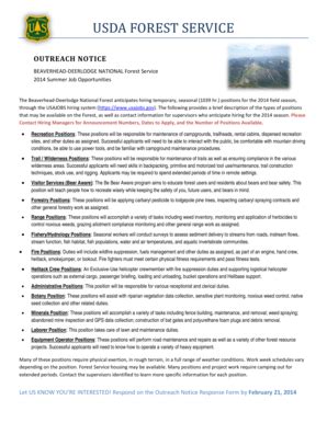 Fillable Online Fs Usda USDA Forest Service B2014b Summer Job