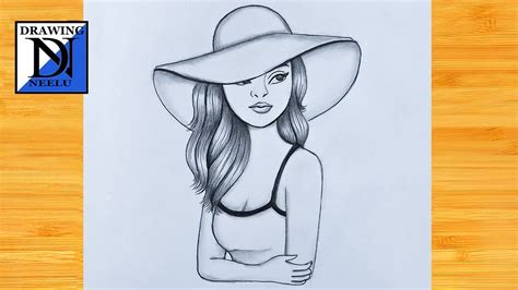 How To Draw A Girl Wearing Hat Step By Step Pencil Sketch For