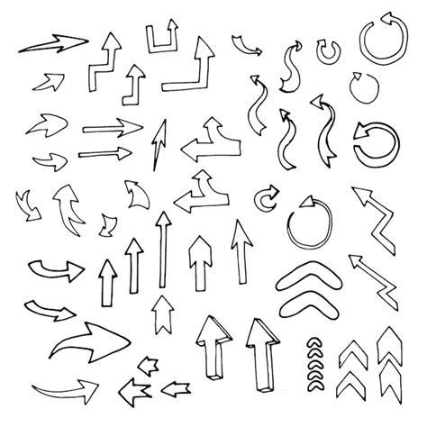 Conjunto De Flechas Dibujadas A Mano Vector Premium