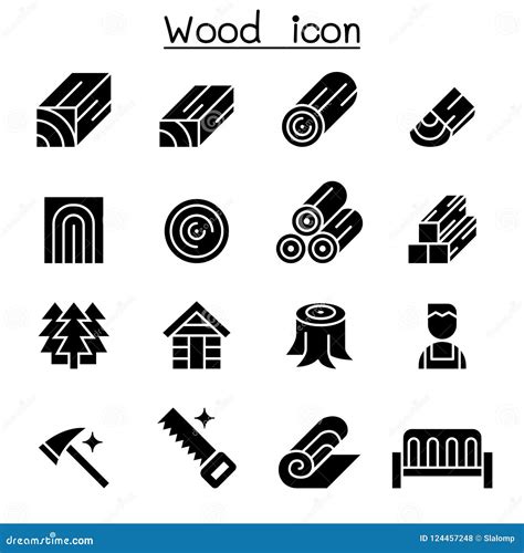 Sistema De Madera Del Icono Ilustración del Vector Ilustración de