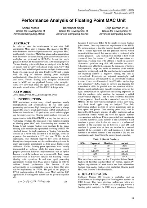 pdf performance analysis of floating point mac unit