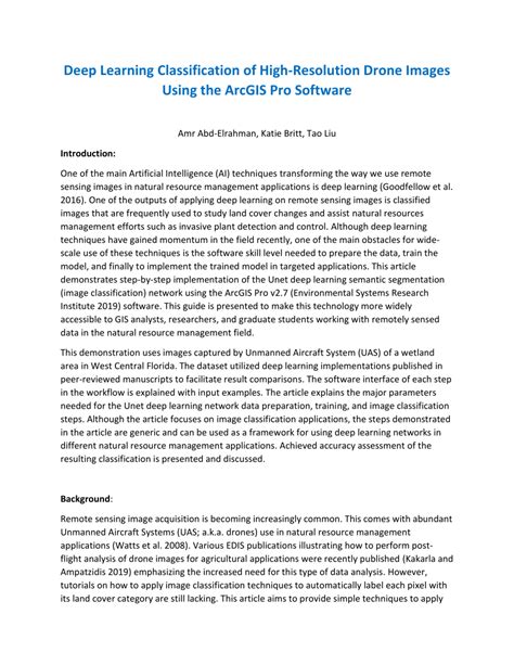 pdf deep learning classification of high resolution drone images using the arcgis pro software