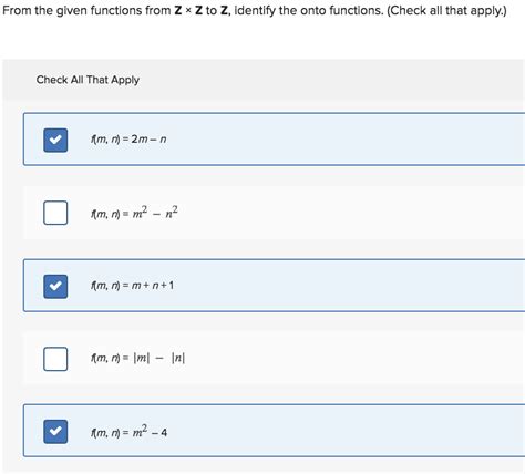 solved from the given functions from z x z to z identify