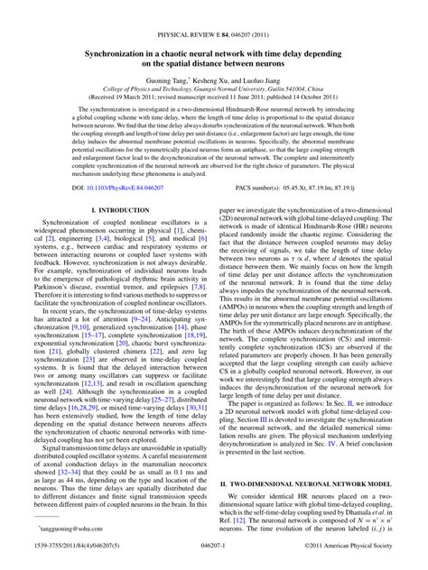 pdf synchronization in a chaotic neural network with time delay depending on the spatial