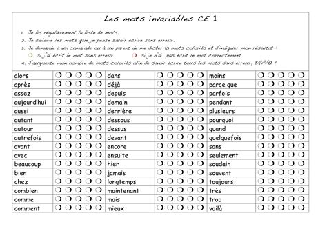 Mots Invariables La Ma Tresse Aime